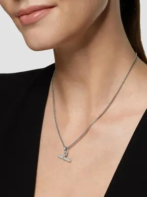 David Yurman Dy Madison Toggle Pendant In Sterling Silver With Diamonds, 20.2mm