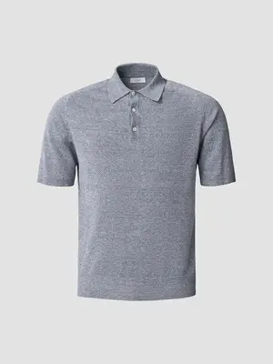 Eton Linen-cotton Woven Polo Shirt - Blue