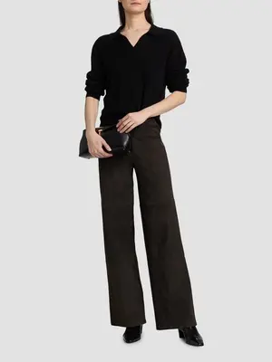 ARMA Karina Suede High-rise Wide-leg Pants