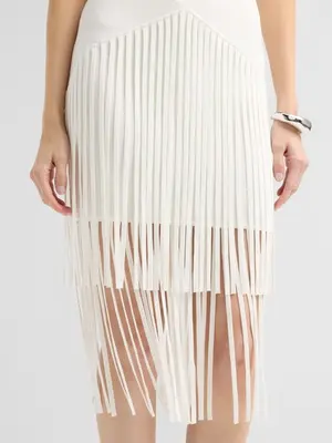 TOCCIN Patricia Fringed V-neck Midi Dress