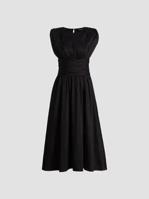 TOCCIN Evangeline Ruched Stretch-cotton Midi-dress - Jet