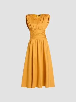 TOCCIN Evangeline Ruched Stretch-cotton Midi-dress - Marigold