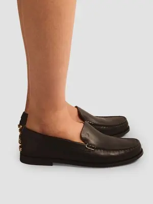 TOD'S Metal-pebble Leather Loafers