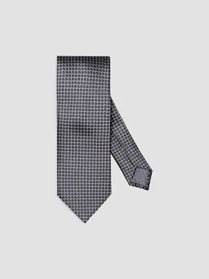 Eton Geometric Woven Silk Tie - Blue