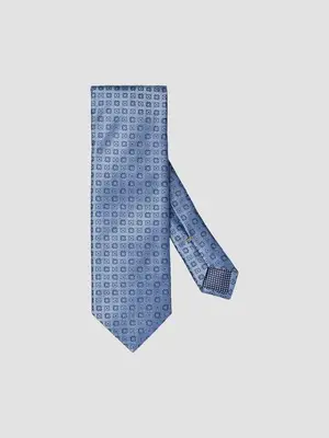 Eton Geometric Woven Silk Tie - Medium Blue
