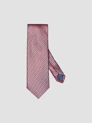 Eton Geometric Woven Silk Tie - Red