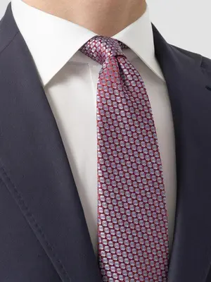 Eton Geometric Woven Silk Tie - Red