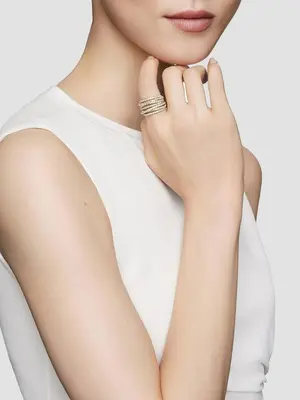David Yurman Pavé Crossover Ring In 18k Yellow Gold