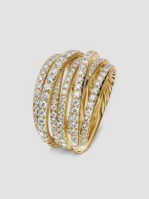 David Yurman Pavé Crossover Ring In 18k Yellow Gold