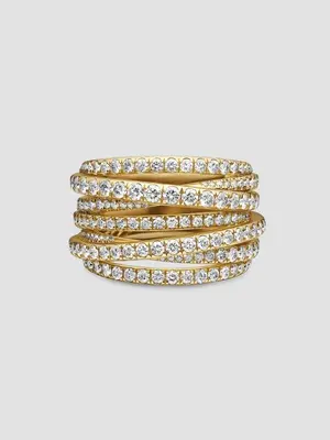 David Yurman Pavé Crossover Ring In 18k Yellow Gold
