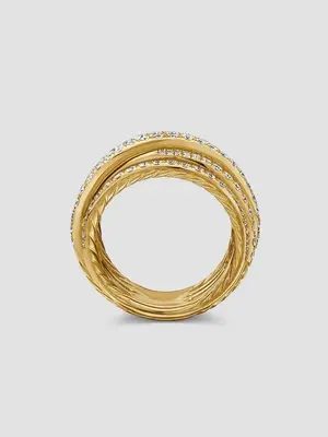 David Yurman Pavé Crossover Ring In 18k Yellow Gold