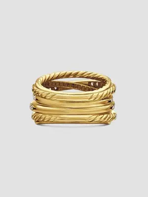 David Yurman Pavé Crossover Ring In 18k Yellow Gold