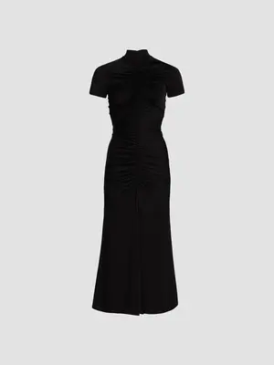 TOCCIN Gracelyn Ruched Knit Mock-turtleneck Midi-dress
