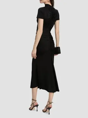 TOCCIN Gracelyn Ruched Knit Mock-turtleneck Midi-dress