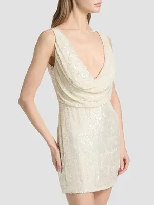 THE NEW ARRIVALS ILKYAZ OZEL Lydia Sequined Cowlneck Minidress
