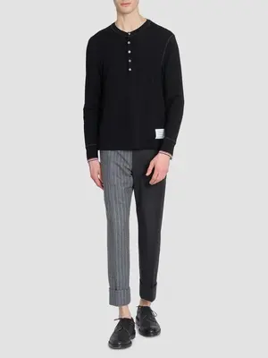 Thom Browne Rwb Tipping Stripe Wool Jersey Henley Shirt