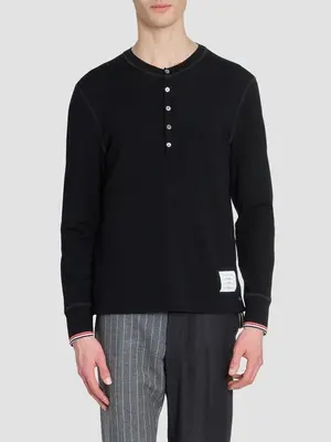 Thom Browne Rwb Tipping Stripe Wool Jersey Henley Shirt