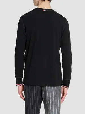 Thom Browne Rwb Tipping Stripe Wool Jersey Henley Shirt