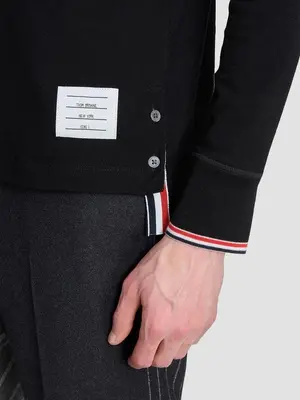 Thom Browne Rwb Tipping Stripe Wool Jersey Henley Shirt