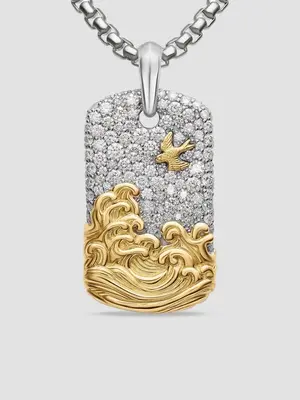 David Yurman Waves Tag In Sterling - Diamond
