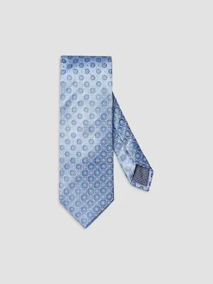 Eton Floral Woven Silk Tie - Light Blue