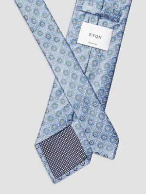 Eton Floral Woven Silk Tie - Light Blue
