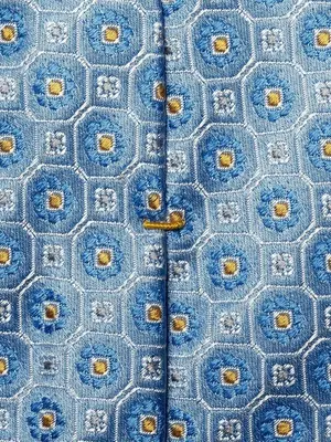 Eton Floral Woven Silk Tie - Light Blue