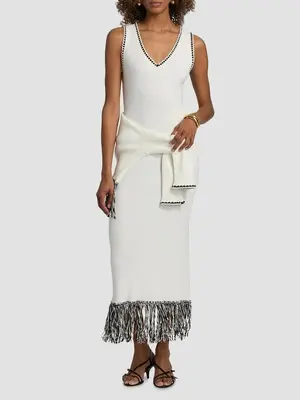 TOCCIN Ashtin V-neck Fringe Midi-dress