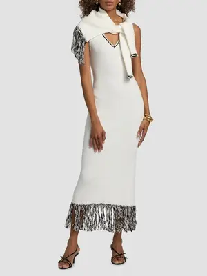TOCCIN Ashtin V-neck Fringe Midi-dress