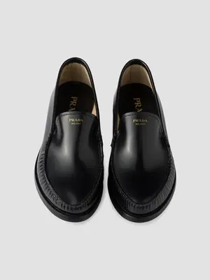 Prada S Brushed Leather Loafers - Black