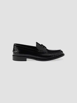 Prada S Brushed Leather Loafers - Black