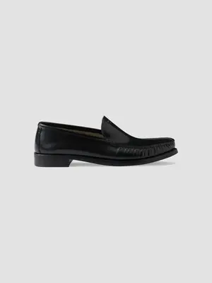 Prada S Brushed Leather Loafers - Black