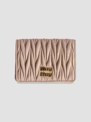 Miu Miu Small Matelassé Nappa Leather Wallet Beige
