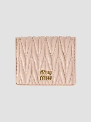 Miu Miu Small Matelassé Nappa Leather Wallet - Beige