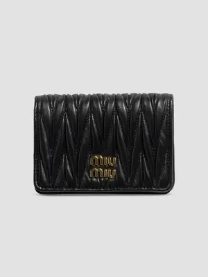 Miu Miu Small Matelassé Nappa Leather Wallet - Black