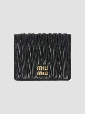 Miu Miu Small Matelassé Nappa Leather Wallet - Black