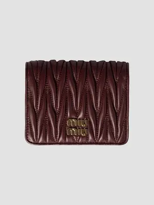 Miu Miu Small Matelassé Nappa Leather Wallet Dark Red