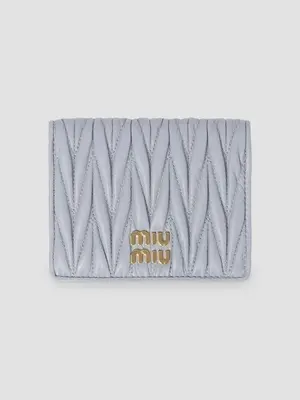Miu Miu Small Matelassé Nappa Leather Wallet Grey