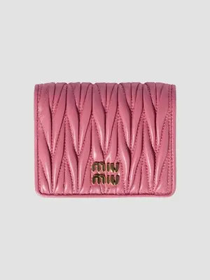 Miu Miu Small Matelassé Nappa Leather Wallet - Pink