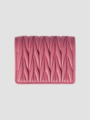 Miu Miu Small Matelassé Nappa Leather Wallet - Pink