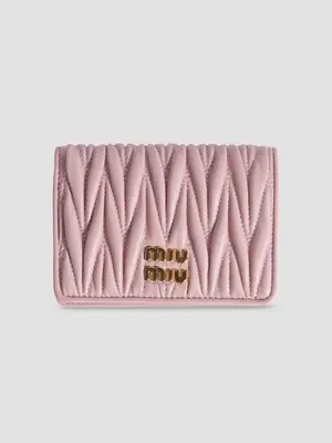 Miu Miu Small Matelassé Nappa Leather Wallet - Pink