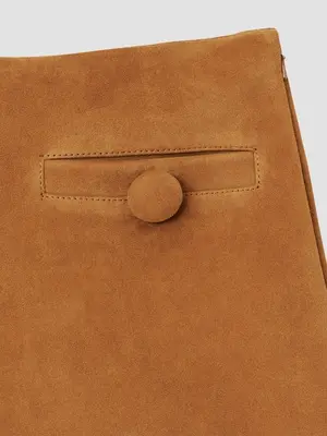 Marc Jacobs Box Pleat A-line Suede Miniskirt - Copper