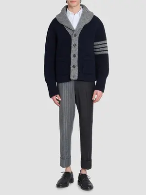 Thom Browne Browne 65 Intarsia-knit Irish Wool Cardigan