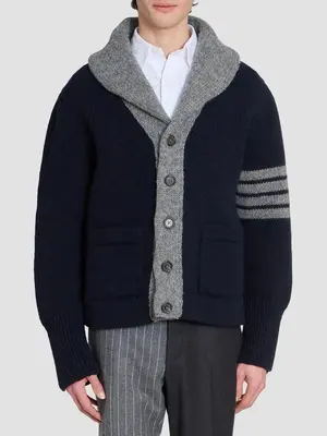 Thom Browne Browne 65 Intarsia-knit Irish Wool Cardigan