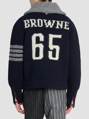 Thom Browne Browne 65 Intarsia-knit Irish Wool Cardigan