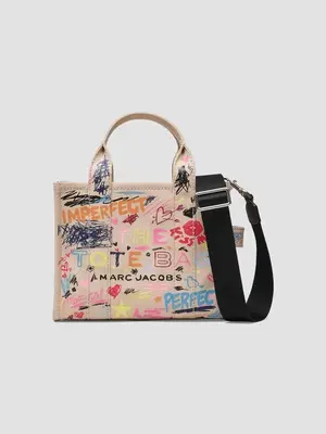 Marc Jacobs The Punk Scribble Canvas Small Tote Bag - Beige Multi
