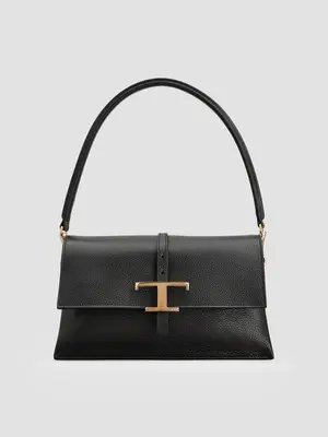 TOD'S T Timeless Mini Leather Shoulder Bag - Nero