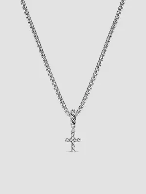 David Yurman Micro Pavé Cross Amulet In Sterling Silver With Diamonds, 8mm
