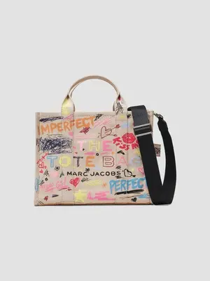 Marc Jacobs The Punk Medium Scribble Canvas Tote Bag - Beige Multi