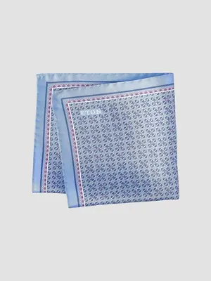 Eton Micro-geometric Print Silk Pocket Square - Blue